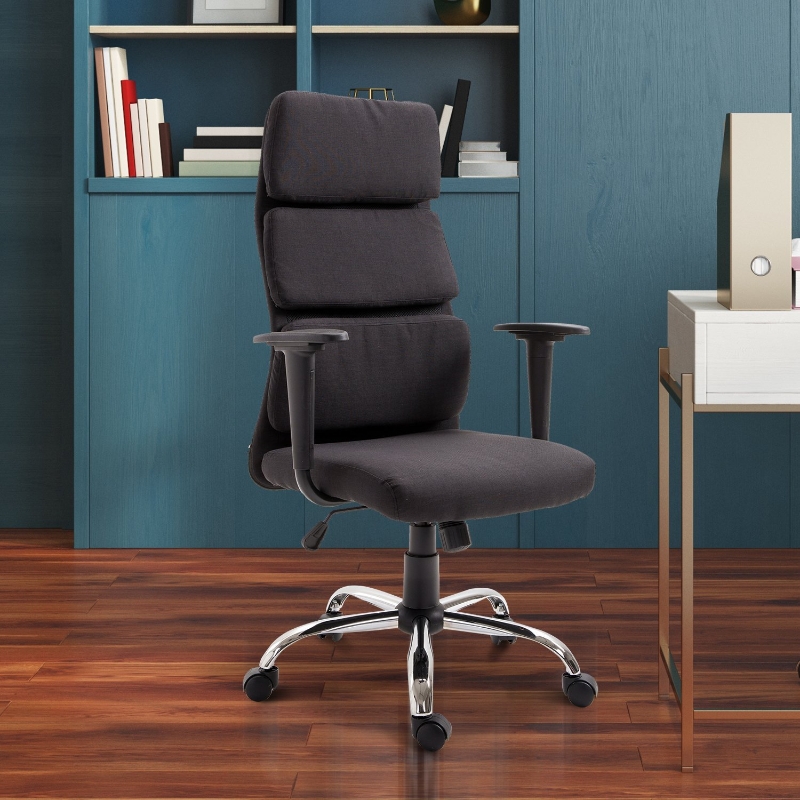 HOMCOM High Back Executive Office Chair, Linen-Black | aosom.ie