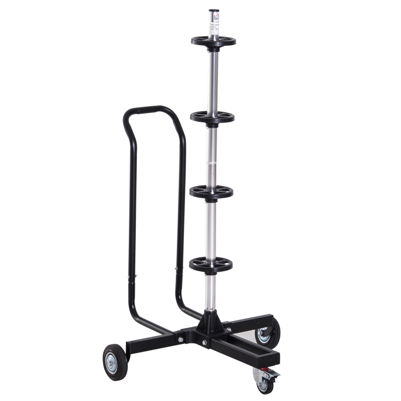 HOMCOM Professional Mobile Car Wheel Stand Tree Trolley Storage Tyre ...