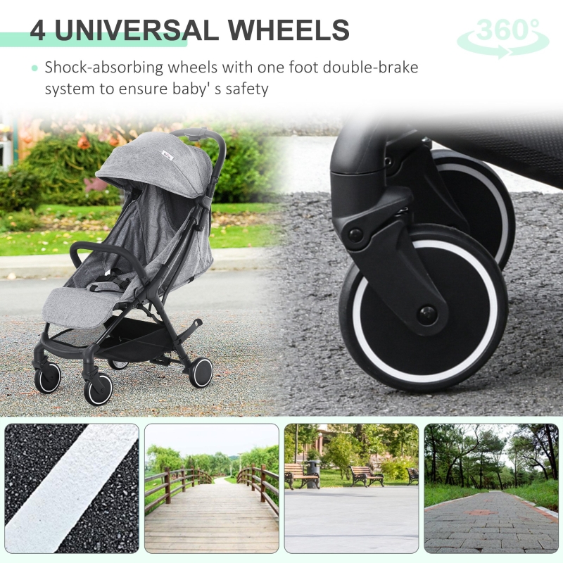 HOMCOM Baby Stroller One-click Foldable Travel Pushchair With Five ...