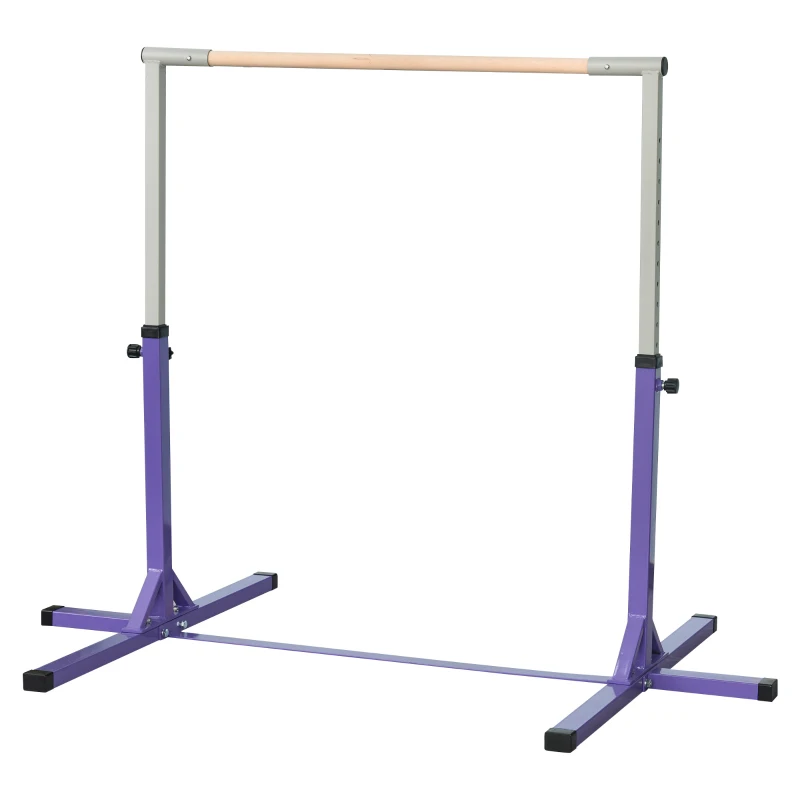 HOMCOM Horizonal Gymnastics Bar Steel Frame Adjustable For Kids Home ...