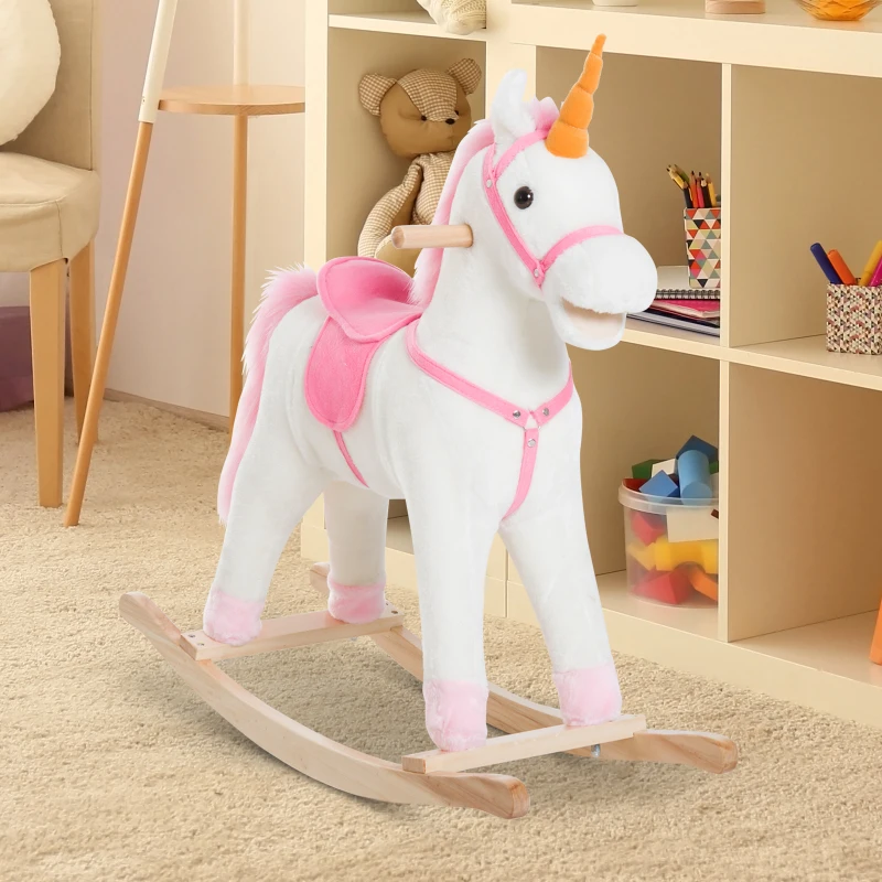 HOMCOM Kids Plush Rocking Unicorn-Multicolour | Aosom UK