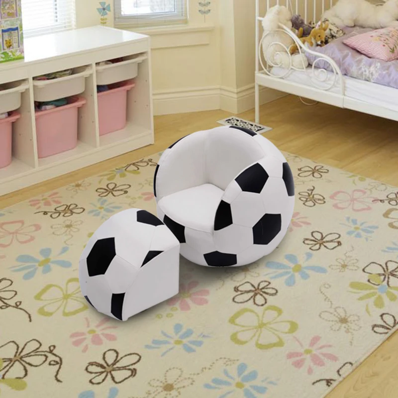 HOMCOM Childrens Football Chair Set Armchair Sofa and Stool sport theme ...