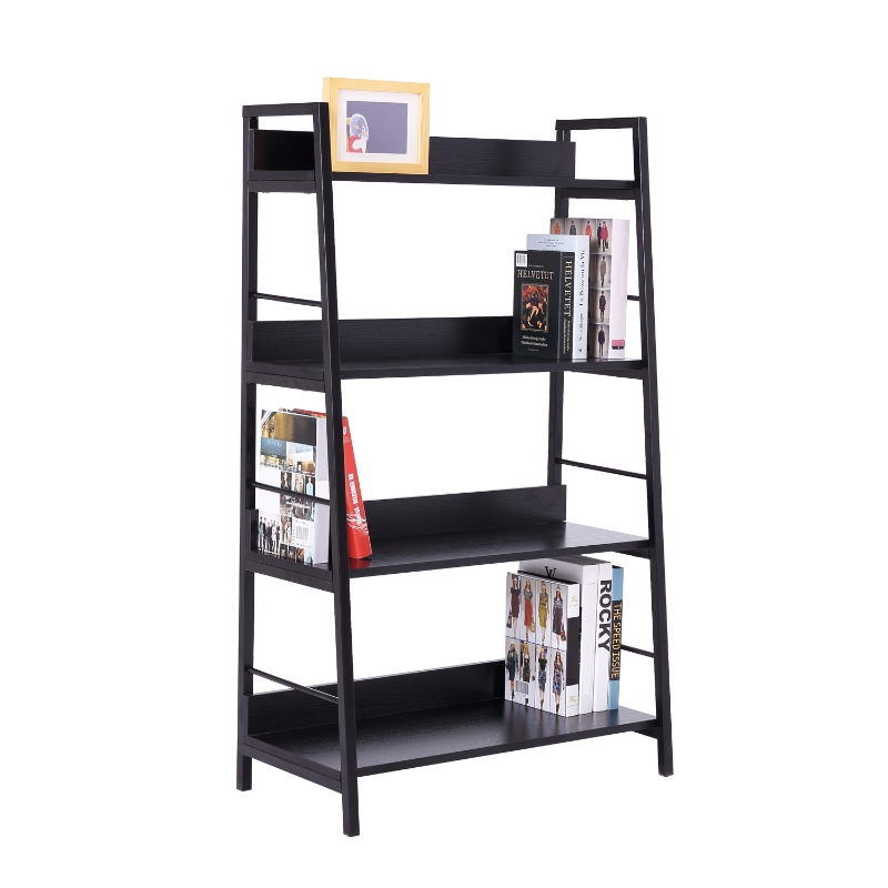 HOMCOM Bookcase, 4-Tier, Heavy Duty-Black | Aosom UK