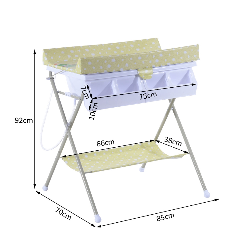 HOMCOM 85L x 70W x 92H cm Folding Changing Table-Green