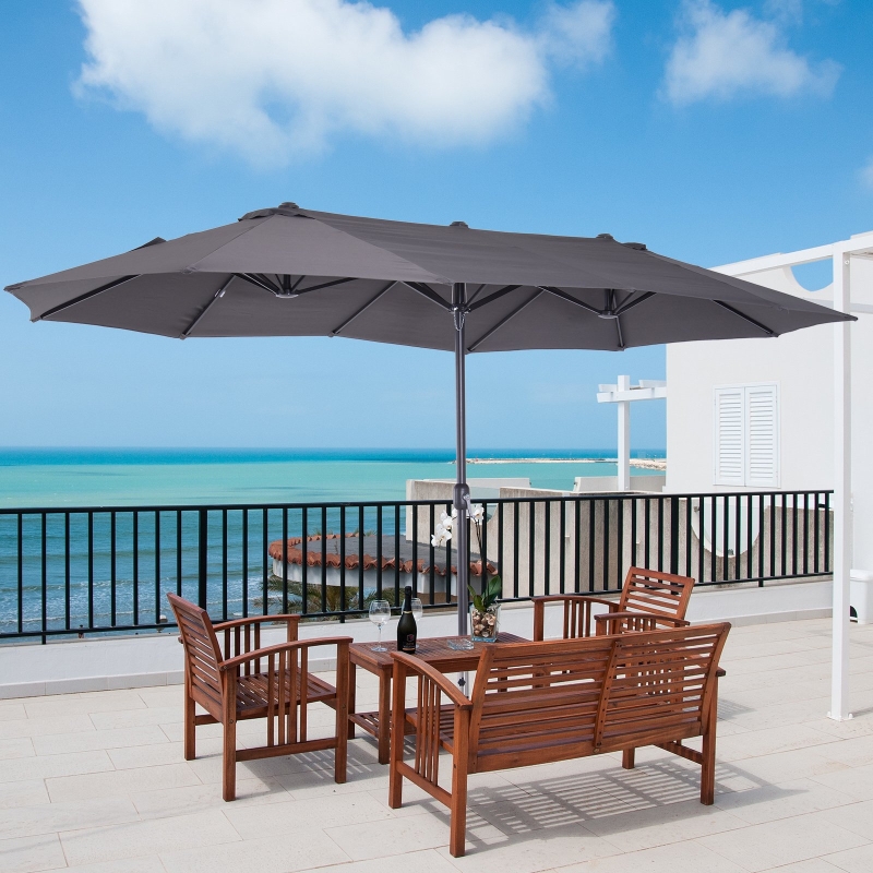 Outsunny Double-side Umbrella, Φ2.7x4.6Wx2.4H m-Grey| Aosom UK