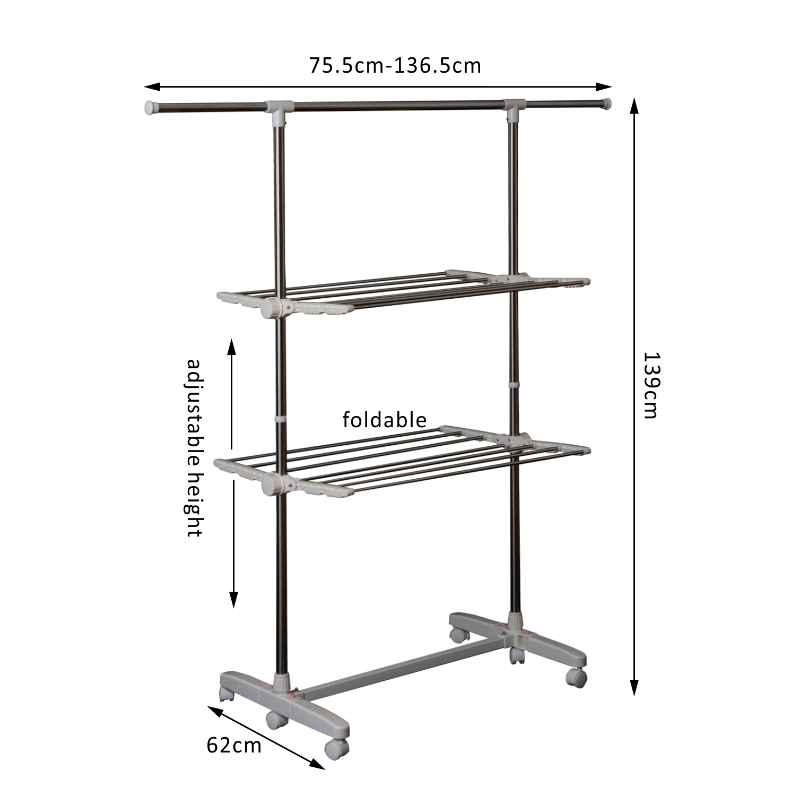 HOMCOM Clothes Hanger Stand 2 tier Coat Hanging Rack Garment Storage ...