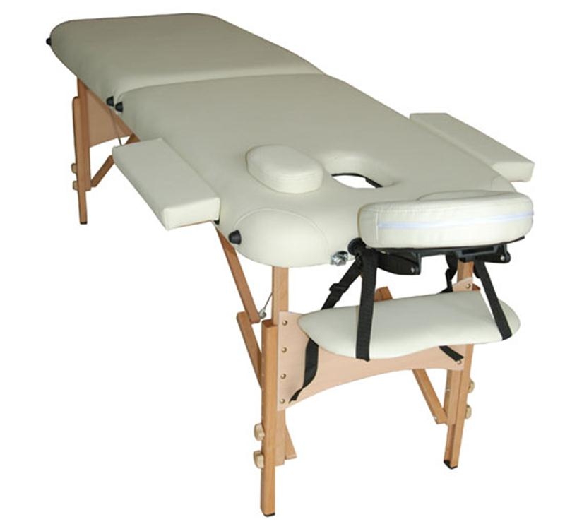 HOMCOM Portable Folding Massage Table, 2 Sections-Cream