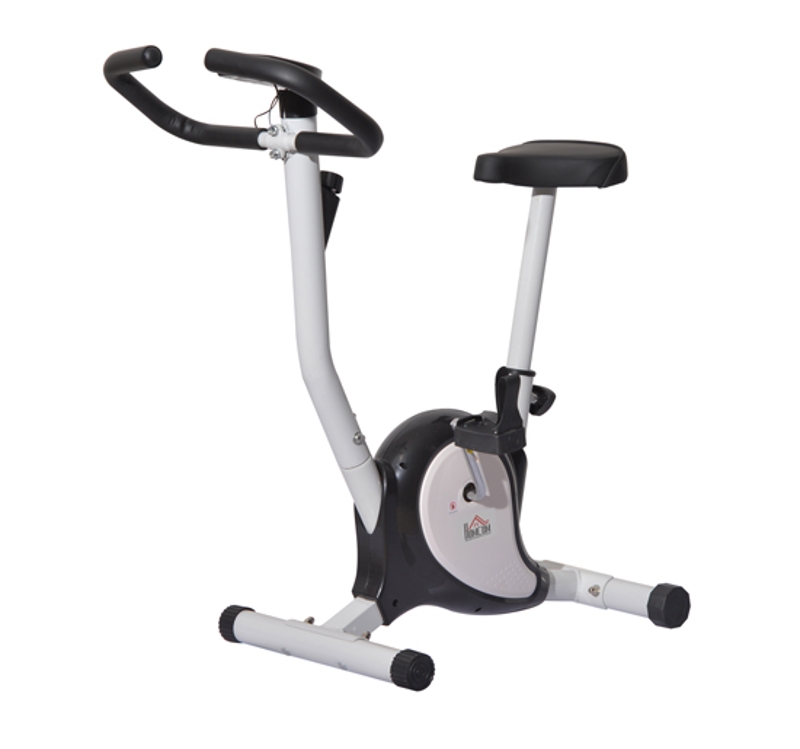 HomCom Cyclette da camera con schermo LED, bianco e nero | Aosom.it