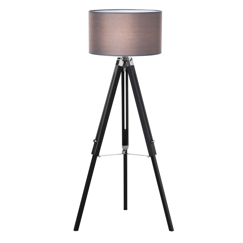 HOMCOM Modern Tripod Stand Floor Land Lamp with Wood Leg Adjustable ...