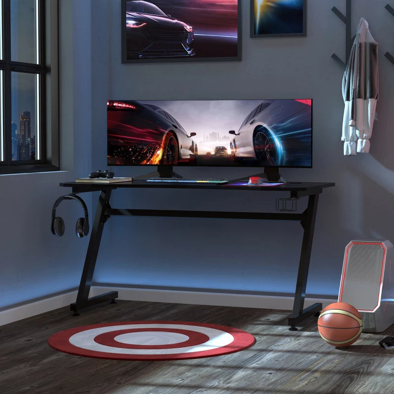 HOMCOM Gaming Desk Steel Frame Black | Aosom UK