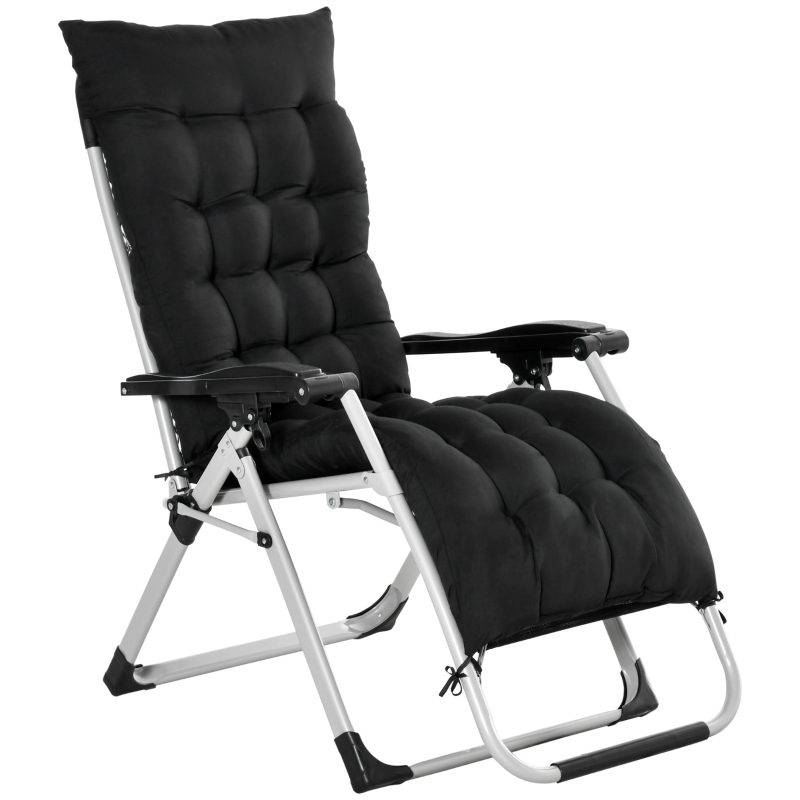 Outsunny Chaise longue pliable inclinable grand confort avec matelas ...