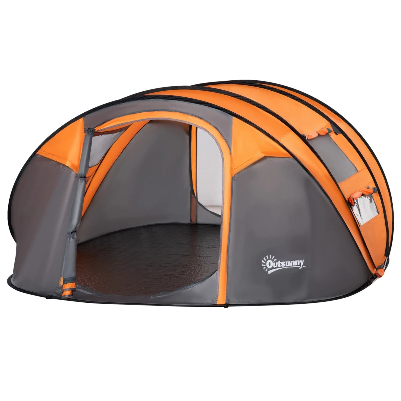 Outsunny 4-5 Person Pop-up Camping Tent Waterproof Family Tent w/ 2 Mesh Windows & PVC Windows ...