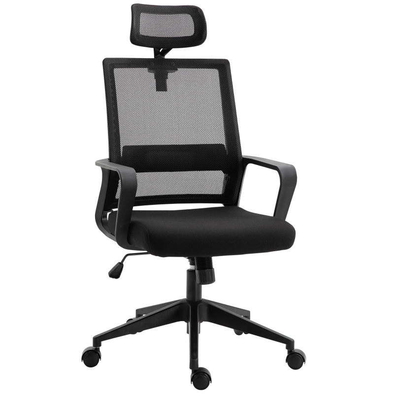 HOMCOM Nylon Ergonomic Rocking Office Chair Black | Aosom UK