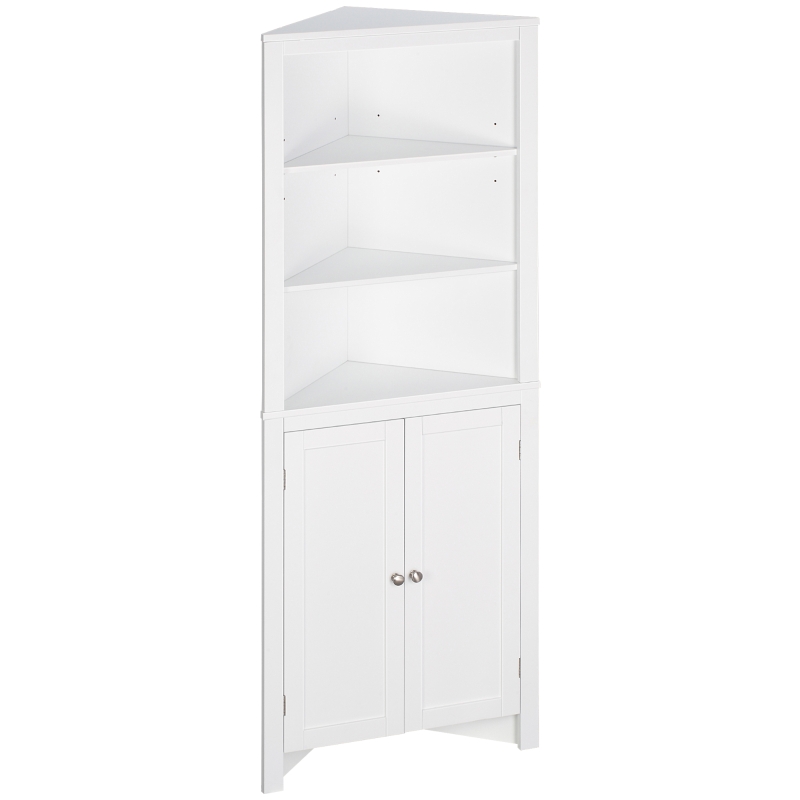 kleankin Triangle Bathroom Cabinet, Corner Bathroom Storage Unit White ...