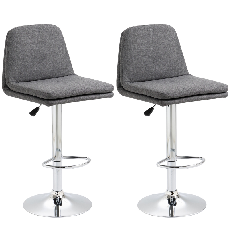 HOMCOM Morden Bar Stools Set of 2, Swivel Fabric Breakfast Barstools ...