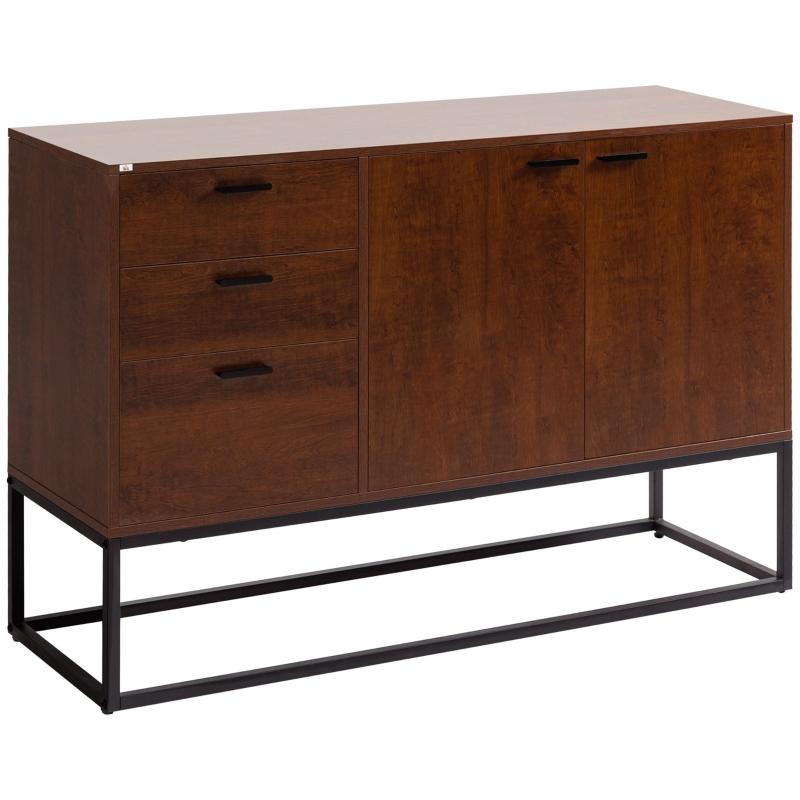 HOMCOM Dulap tip bufet rustic, dulap de bucatarie cu usi, 3 sertare si ...