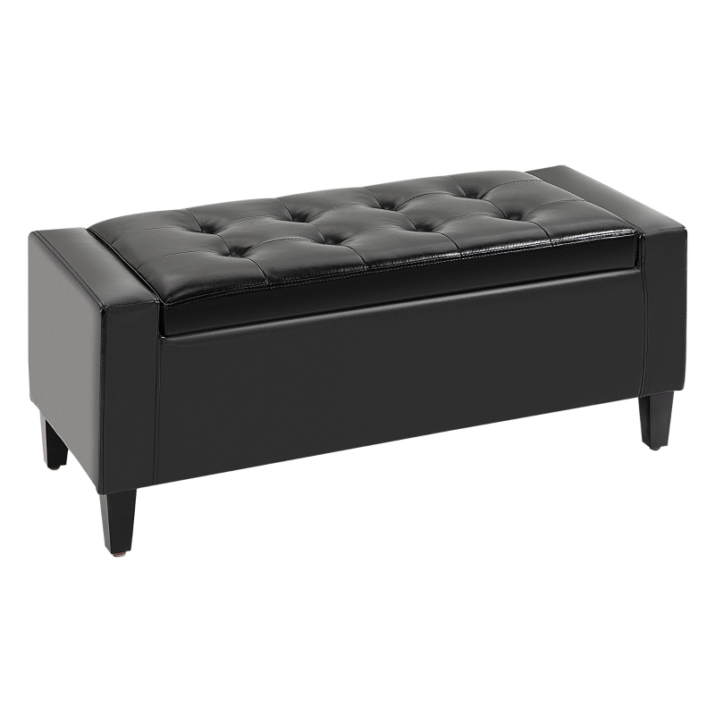 HOMCOM PU Leather Storage Ottoman Bench Storage Chest Tufted Ottoman ...