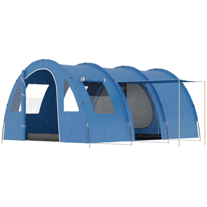 Outsunny Tenda da Campeggio per 5-6 Persone con 2 Porte, Finestre e ...