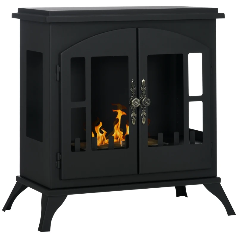 HOMCOM Freestanding Ethanol Fireplace Stove, Bioethanol Fire with ...