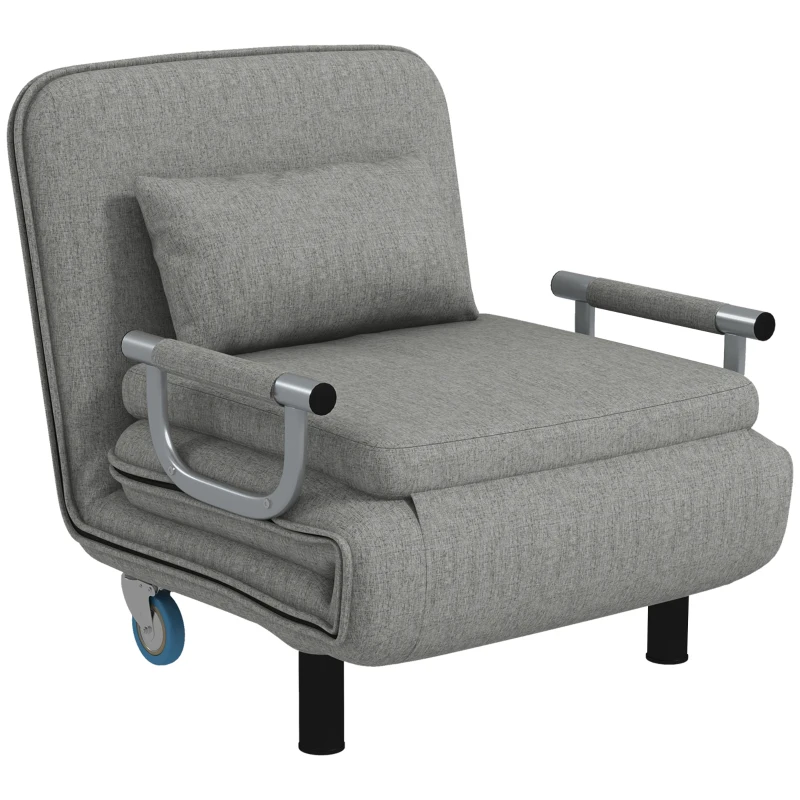 Fotoliu pat 3 in 1 convertibil in sezlong, gri HOMCOM | Aosom Romania