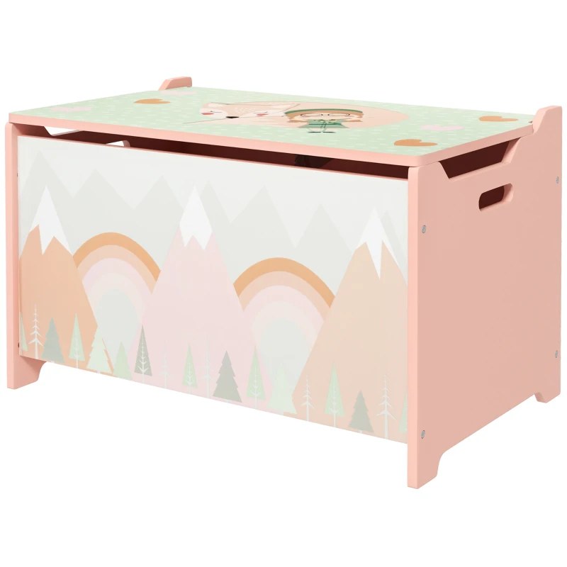 ZONEKIZ Toy Box for Girls Boys, Kids Toy Chest with Lid Safety Hinge ...
