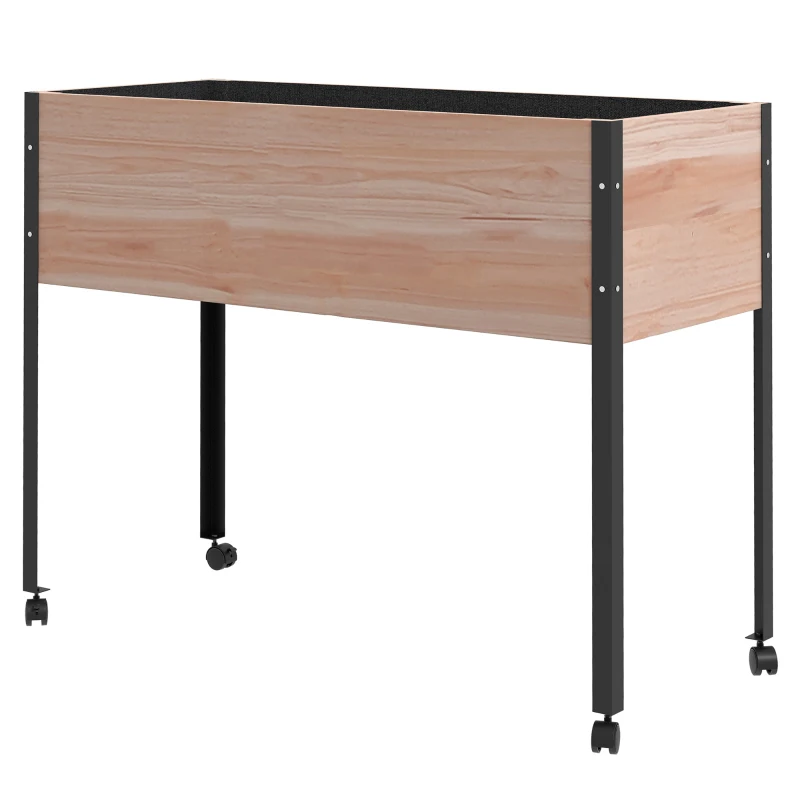 Outsunny Pat De Gradina Inaltat Din Lemn Cu Roti | Aosom RO