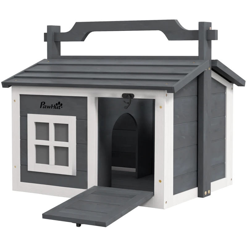 PawHut Indoor Rabbit Hutch, Portable Small Animal House Outdoor with ...