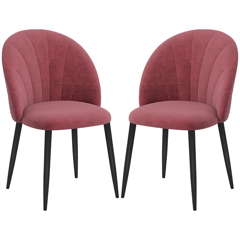 HOMCOM Set 2 Scaune de Sufragerie din Catifea, Rosu | Aosom RO
