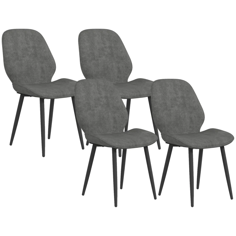 HOMCOM Set de 4 Scaune din Catifea Picioare Metalice | Aosom RO