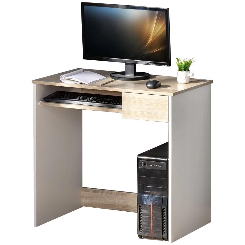 HOMCOM Compact Small Computer PC Table with Keyboard Tray Drawer Study ...