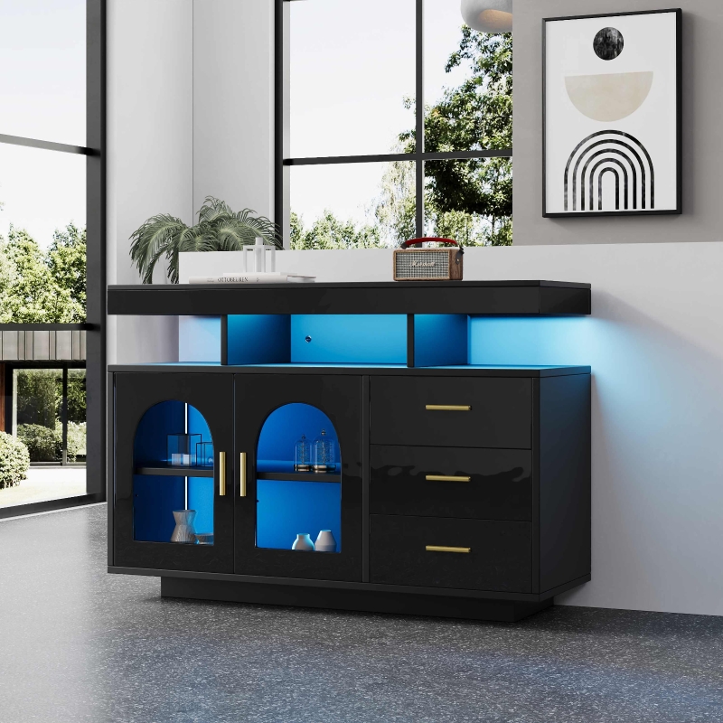 Black credenza cabinet store