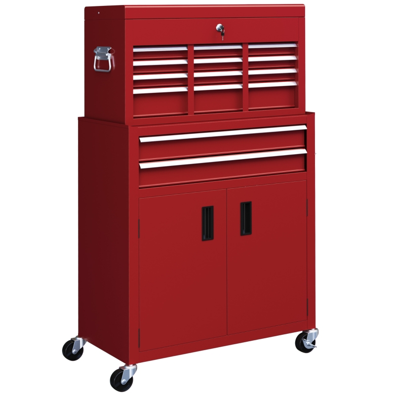 HOMCOM Portable Tool Box Metal Tool Chest on Wheels with 6 Drawers for Garage and Workshop Red Aosom Ireland