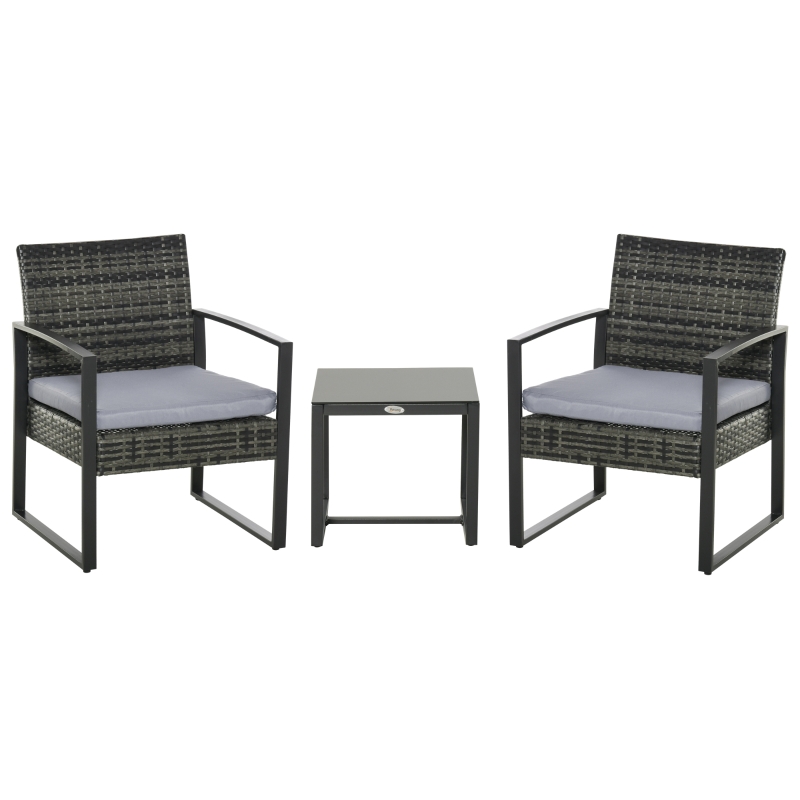 Polyrattan Sitzgruppe 3 tlg. Garnitur 63 cm x 57 cm x 76 cm Aosom