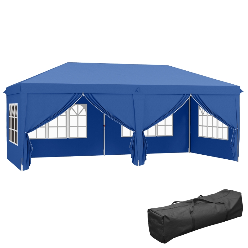 Outsunny Garden Heavy Duty Water Resistant Pop Up Gazebo Marquee Party Tent Blue 6x3m Aosom UK