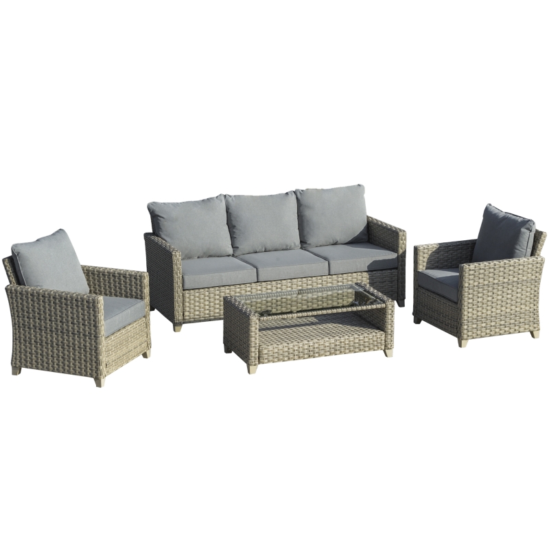 4 piece rattan set grey store