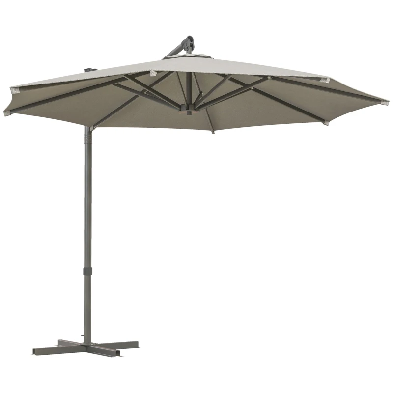 Outsunny 3m Overhanging Parasol, with 360° Reotating Movement - Light ...