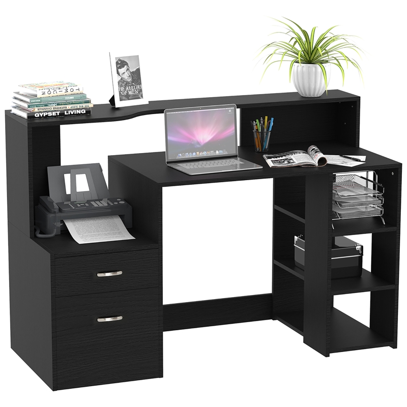 HOMCOM Wooden Computer Desk PC Table Black Aosom UK