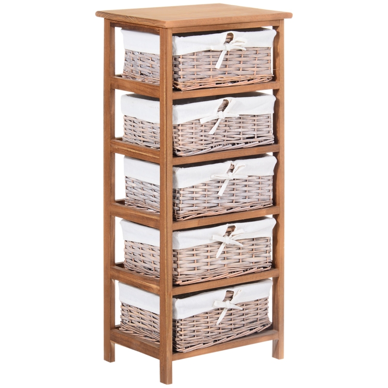 Wicker basket shelf unit store