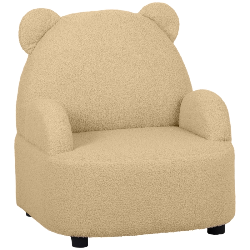 AIYAPLAY Kids Armchair Bear Shaped Toddler Chair for Bedroom Playroom Living Room Aged 18 Months to 3 Years Khaki Aosom UK