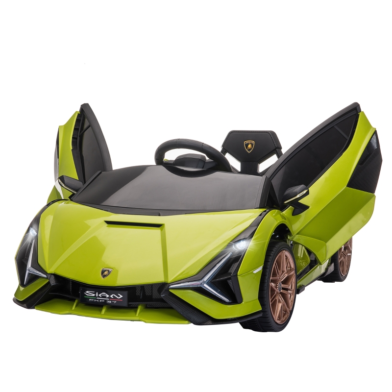 HOMCOM Kids Electric Ride On Toy Car Lamborghini SIAN 12V Compatible Remote Green Aosom UK