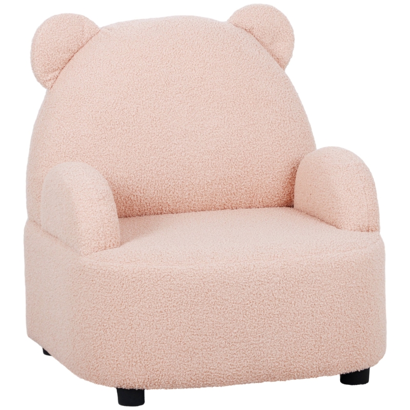 AIYAPLAY Kids Armchair Bear Shaped Toddler Chair for Bedroom Playroom Living Room Aged 18 Months to 3 Years Pink Aosom UK