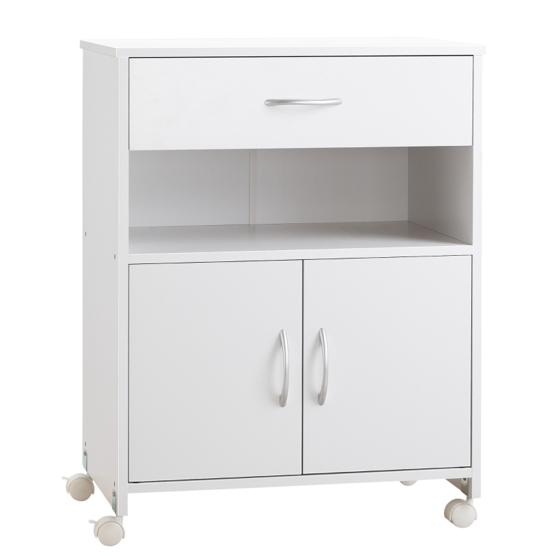 Vinsetto Printer Stand Mobile Printer Cabinet with Storage Open Shelf Drawer for Home Office White Storage Shelf Universal Wheels Home AOSOM UK