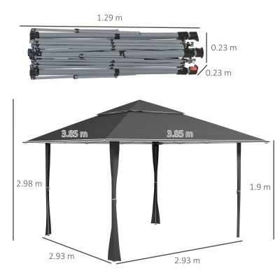 Outsunny 4 x 4m Pop-up Gazebo Double Roof Canopy Tent with UV Proof ...