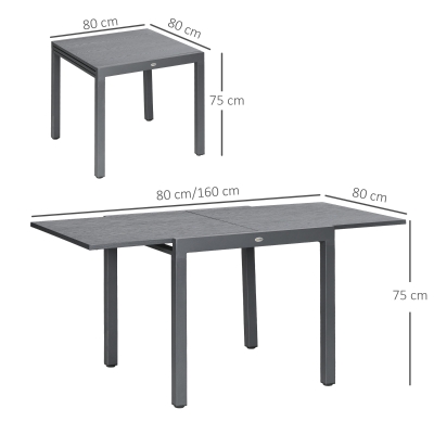 Outsunny Extendable Garden Table for 6 with Aluminium Frame, Steel ...
