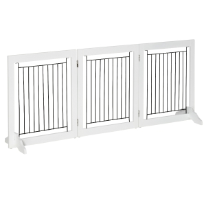 PawHut Wooden Foldable Small Sized Dog Gate Stepover Panel with Support ...