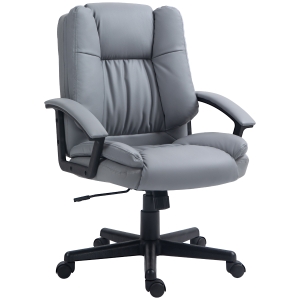 HOMCOM Office Chair Computer Desk Chair Mid Back Executive Chair with Adjustable Height and Swivel Rolling Wheels for Home Study Light Grey