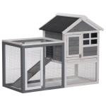 PawHut 2 Tier Wooden Rabbit Hutch Guinea Pig Cage Rabbit Cage Pull Out ...