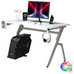 HOMCOM Gaming Desk Racing Style Home Office Ergonomic Computer Table ...