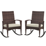 Outsunny Outdoor PE Rattan Rocking Chair Set of 2, Garden Rocking Chair ...