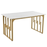 Modern Rectangular Extendable Dining Table with Iron Square Tube Legs ...
